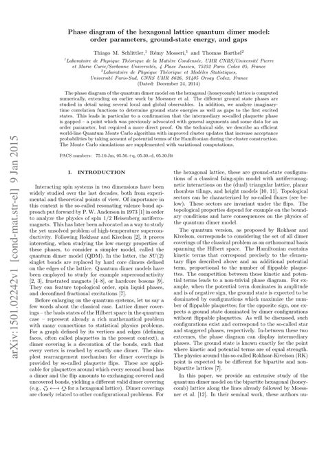 Pdf Phase Diagram Of The Hexagonal Lattice Quantum Dimer Model Order Parameters Ground State