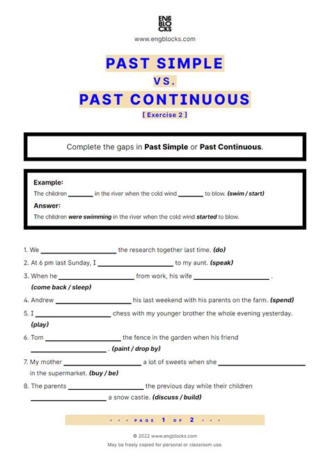 Past Simple Vs Past Continuous — Exercise 2 Esl Worksheets