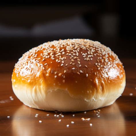 Soft And Doughy Texture Of A Freshly Baked Bun With Sesame Stock Illustration Illustration Of