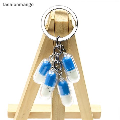 Fmph Bless Cute Smiley Face Capsule Keychain Funny Pill Drug Pendant