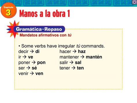 Ppt Mandatos Afirmativos Con Tú Powerpoint Presentation Free Download Id 3880713