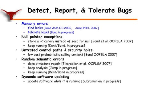 Ppt Dynamic Bug Detection And Tolerance In Software Development Dreams