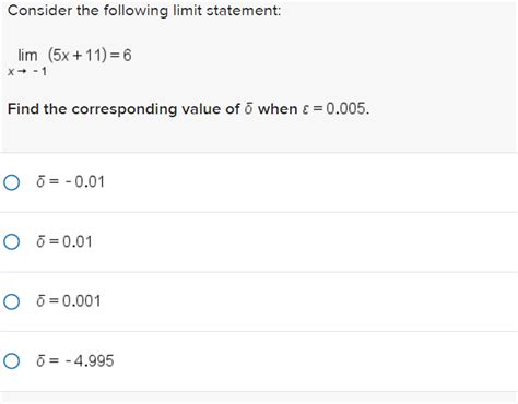 Solved Consider The Following Limit Statement Chegg Com