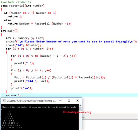 Program To Print Pascal Triangle In C Programming