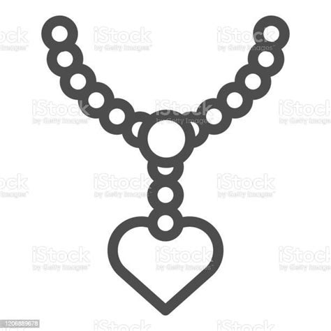 하트 라인 아이콘이 있는 진주 펜던트 흰색에 고립 된 진주 벡터 일러스트가있는 목걸이 보석 윤곽 스타일 디자인 웹 및 응용 프로그램을 위해 설계 Eps 10 0명에 대한