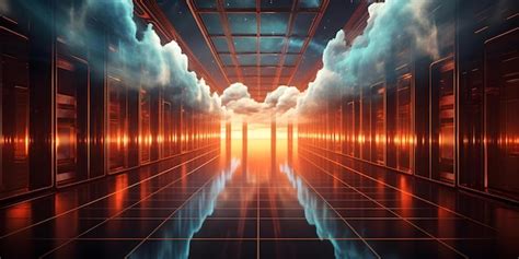 The Significance Of Cloud Computing Server Room With Glowing Cloud Symbol Concept Cloud