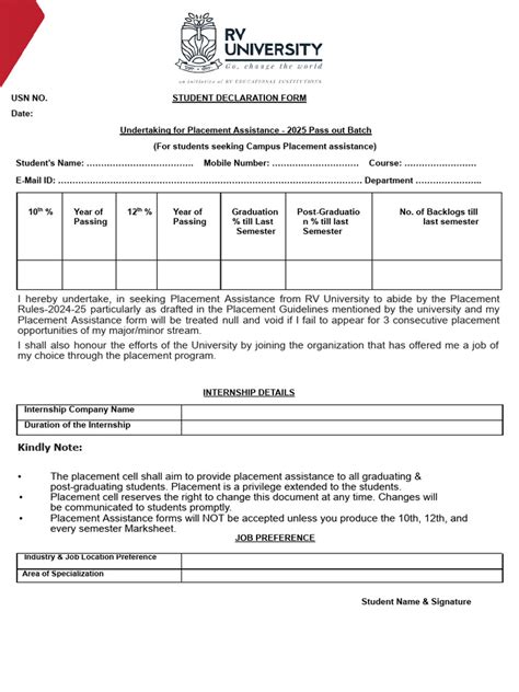 Student Declaration Formdocx 1 Pdf
