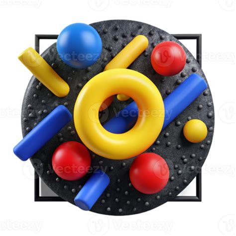 Abstract 3d Render Colorful Geometric Shapes On Dark Background 55719789 Png