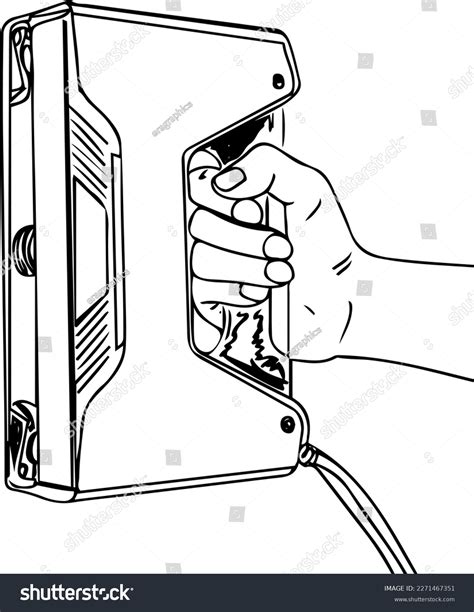 Hand Holding D Scanner Outline Sketch Stock Vector Royalty Free Shutterstock