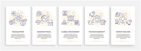 평면 아이콘이 있는 모바일 앱 페이지 화면을 타고 온보딩하는 현대 비즈니스 컨셉 Ux Ui 디자인 템플릿 벡터 일러스트레이션 0명에 대한 스톡 벡터 아트 및 기타 이미지