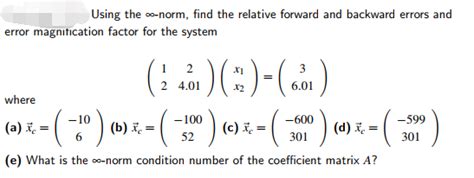 Using The Oo Norm Find The Relative Forward And