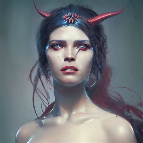 Lexica A Beautiful Portrait Of A Devil Goddess By Greg Rutkowski And