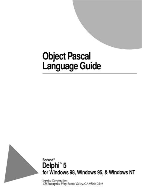 Object Pascal Language Guide Pdf Data Type Method Computer