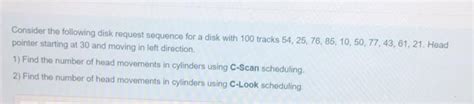 Solved Consider The Following Disk Request Sequence For A