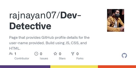 GitHub Rajnayan07 Dev Detective Page That Provides GitHub Profile