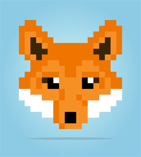 8 Bit Pixel Of Head Fox Animal In Vector Illustration For Cross Stitch