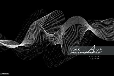동적 방출 입자가 있는 배열입니다 3d 기술 스타일 추상 적 배경 파도 패턴에 대한 스톡 벡터 아트 및 기타 이미지 파도 패턴 점박이 음악 Istock