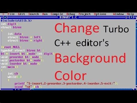 How To Change The Editor S Blue Colour Of Turbo C IDE By Programming