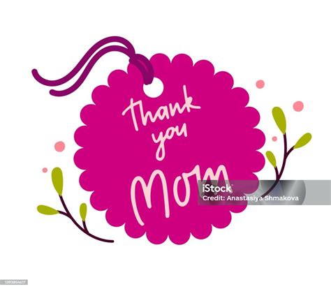어머니 날 휴일 배너 스티커 레터링과 함께 플랫 스타일의 태그 형태로 엄마 감사합니다 엽서와 포스터 벡터 일러스트 레이 션 0명에 대한 스톡 벡터 아트 및 기타 이미지