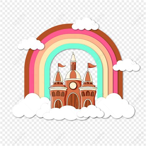 흰 구름 일러스트 무지개 만화 성목적지색깔 Png 일러스트 무료 다운로드 Lovepik