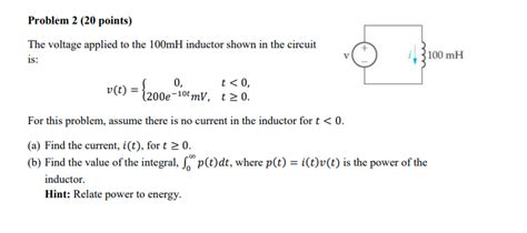 Solved Problem Points The Voltage Applied To The Chegg