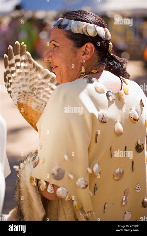 Chumash Woman Dressed In Traditional Regalia With Shells Chumash Inter