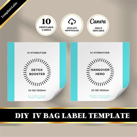 Iv Bag Label Iv Label Iv Hydration Label Iv Drip Bag Label Etsy