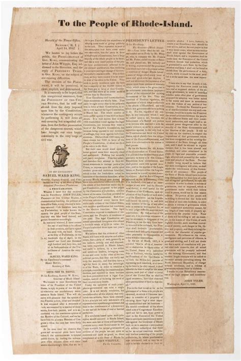 Sold Price Rhode Island Broadside Of Dorr Rebellion Interest Herald