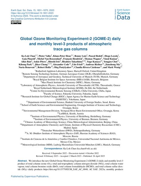 Pdf Global Ozone Monitoring Experiment 2 Gome 2 Daily And Monthly