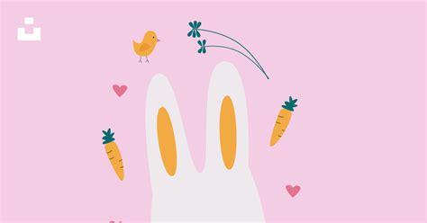 당근과 꽃을 가진 사랑스러운 부활절 토끼 벡터 Unsplash의 무료 봄 이미지