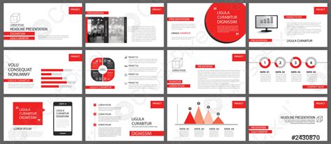 Red Presentation Templates For Slide Show Background Infographic Elements For Stock Vector