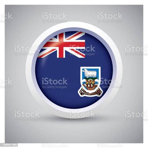포클랜드 제도 깃발 아이콘 표준 색상과 흰색 버튼에 플래그 3차원 형태에 대한 스톡 벡터 아트 및 기타 이미지 3차원 형태 공동체 국가 관광명소 Istock
