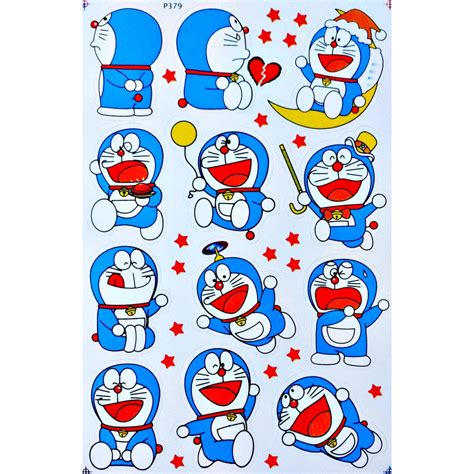 สติกเกอร์ลายการ์ตูน โดเรม่อน กันน้ำ ติดกระจก ติดฝาผนังห้อง กระเบื้องน่ารัก 1 แผ่น มีให้เลือก