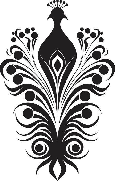 Elegant Ebon Beauty Black Peacock Symbol Profile Inkwell Reverie Vector