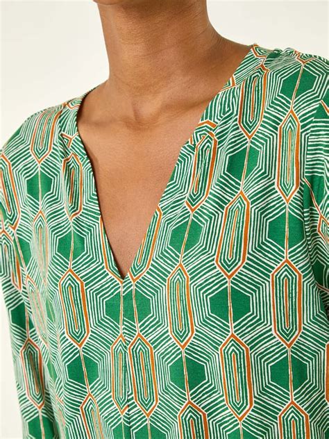 Buy Roman Green Geometric Print Stretch T Shirt From Next Australia