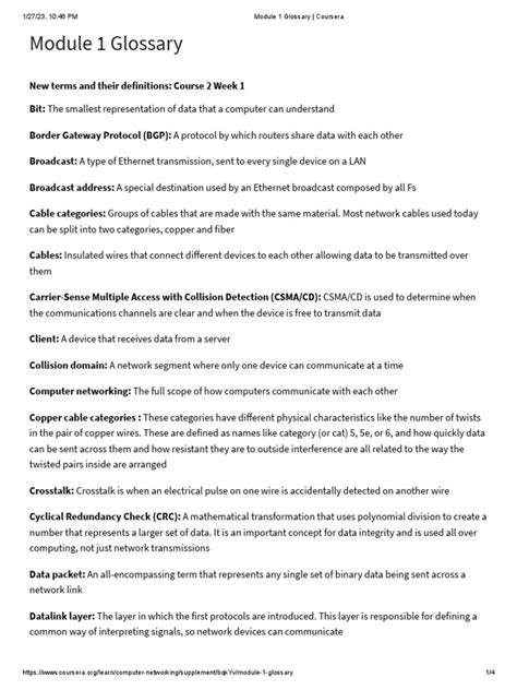 Module 1 Glossary Coursera Pdf Computer Network Ethernet