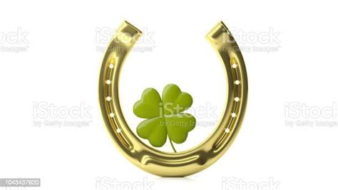 세인트 패 트 릭의 네 잎 클로버와 말굽 흰색 배경에 고립 3 차원 일러스트 레이 션 0명에 대한 스톡 사진 및 기타 이미지 0명 4가지 개체 강철 Istock