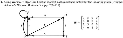 Using Warshalls Algorithm Find The Shortest Paths And Their Matrix For