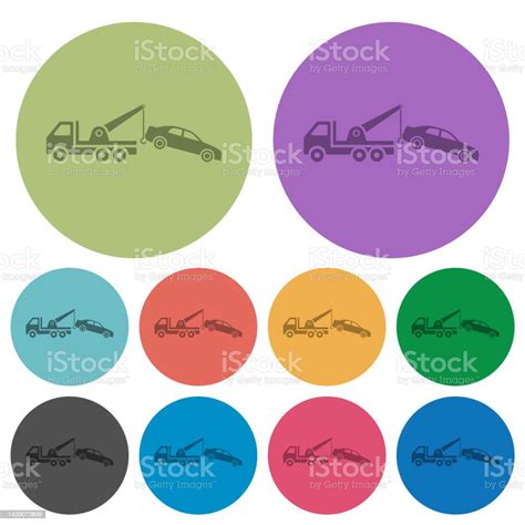 car towing color darker flat icons stock illustration download image