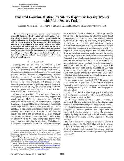 PDF Penalized Gaussian Mixture Probability Hypothesis Density Tracker With Multi Feature Fusion