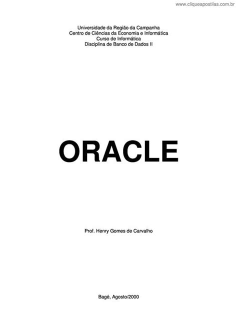 Clique Apostilas Banco De Dados Oracle