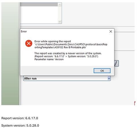Incompatible System Version For Report Template General Zeiss Qualityforum