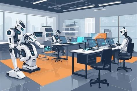 Premium Photo Depict A Robotics Lab With Students Developing AI Algorithms For Autonomous