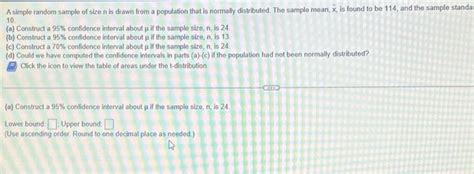 Solved A Simple Random Sample Of Size N Is Drawn From A Chegg Com