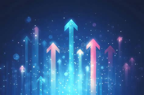 Abstract Glowing Arrows Pointing Upwards On A Dark Background Symbolizing Growth And Progress