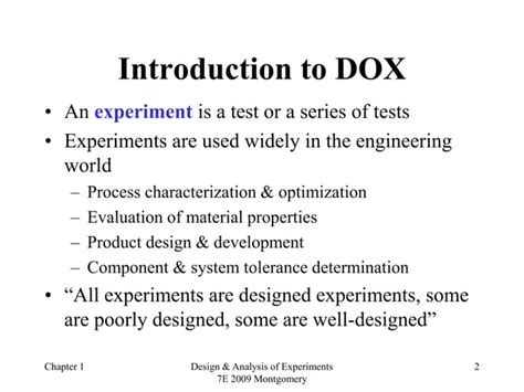 Design And Analysis Of Engineering Experiments Pptx Physics Science