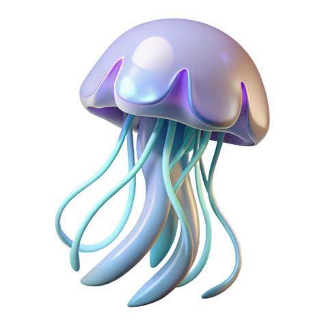 Three Dimensional Render Iridescent Jellyfish In A Stunning Scene Of Oceanic Beauty PNG