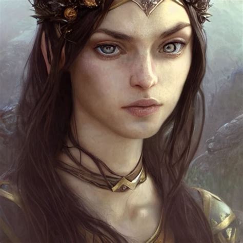 1girl Female Noble Born Half Elf Druid Jaheira Brown Hair Lo Arthub Ai