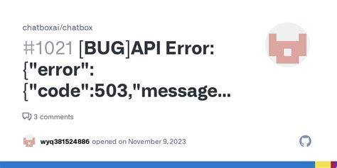 Bug Api Error Error Code503messageservice Unavailable