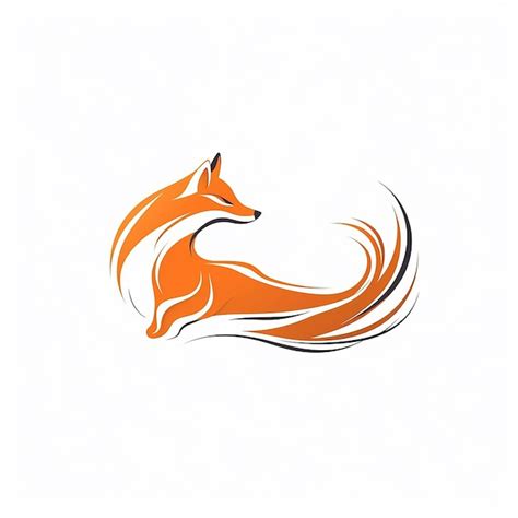 Abstract Orange Fox Line Art Vector Design Premium Ai Generated Image